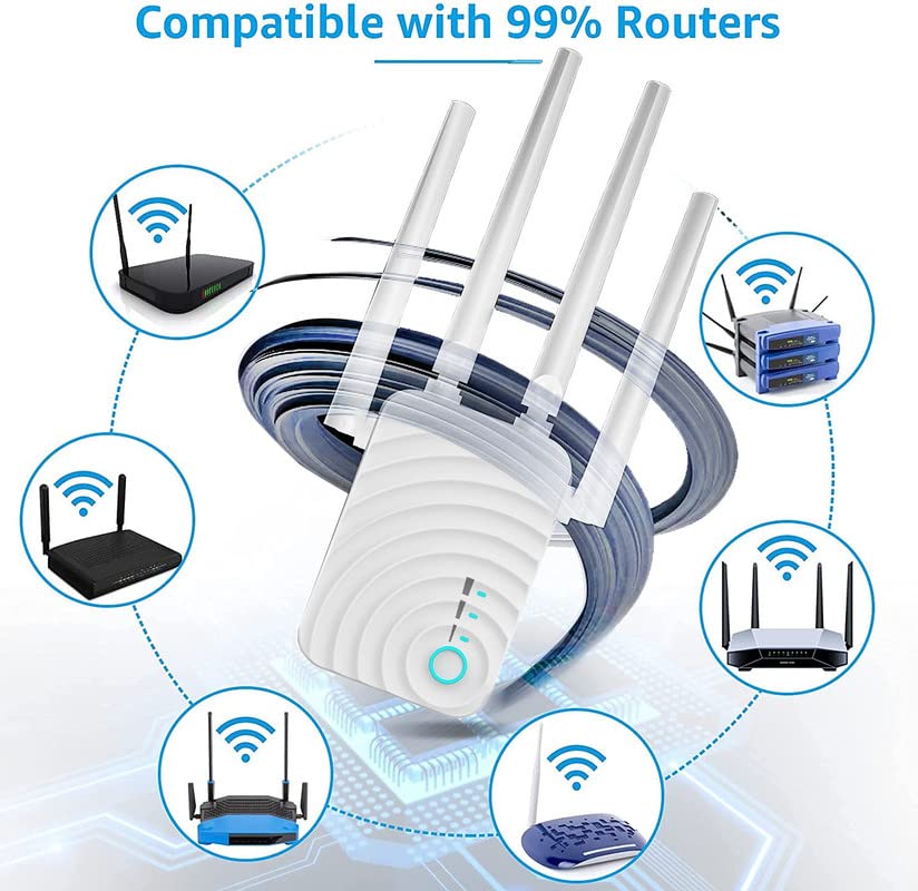 WiFi Extender 1200Mbps, WiFi Extenders Signal Booster for Home Covers Up to 8500sq.ft and 45 Devices, Dual Band 2.4G/5G WiFi Amplifier Wireless Internet Repeater WiFi Range Extender