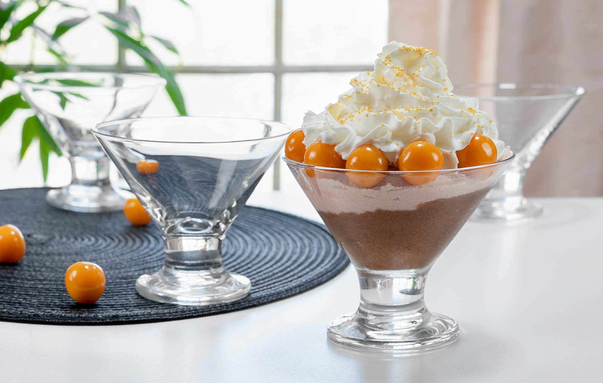 Red Co. 5.5 Oz Clear Glass Mini Martini Footed Dessert Bowl Set of 6, Ice Cream & Frozen Yogurt Cups