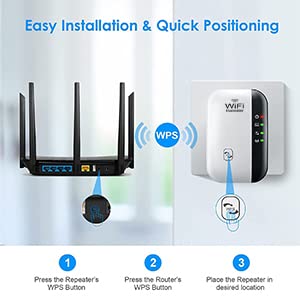 WiFi Extender Signal Booster Up to 3000sq.ft and 30 Devices, WiFi Range Extender, Wireless Internet Repeater, Long Range Amplifier with Ethernet Port, 1-Key Setup, Access Point, Alexa Compatible