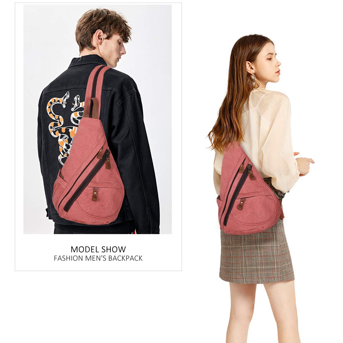 KL928 Canvas Sling Bag - Small Crossbody Backpack Shoulder Casual Daypack Rucksack for Men Women