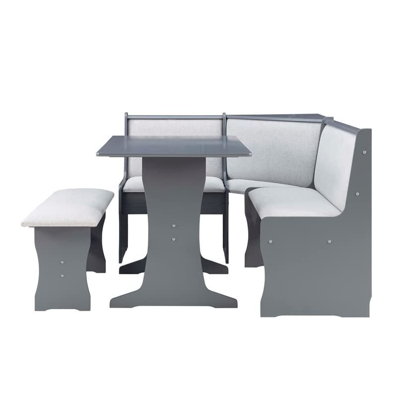 Linon Sanford Wood Storage Dining Nook in Gray