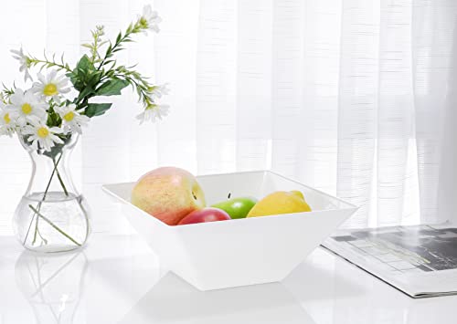 Red Co. 8.5” x 8.5” Square 2 Quart Reusable Tapered Fruit Serving Bowl, Set of 4 - White