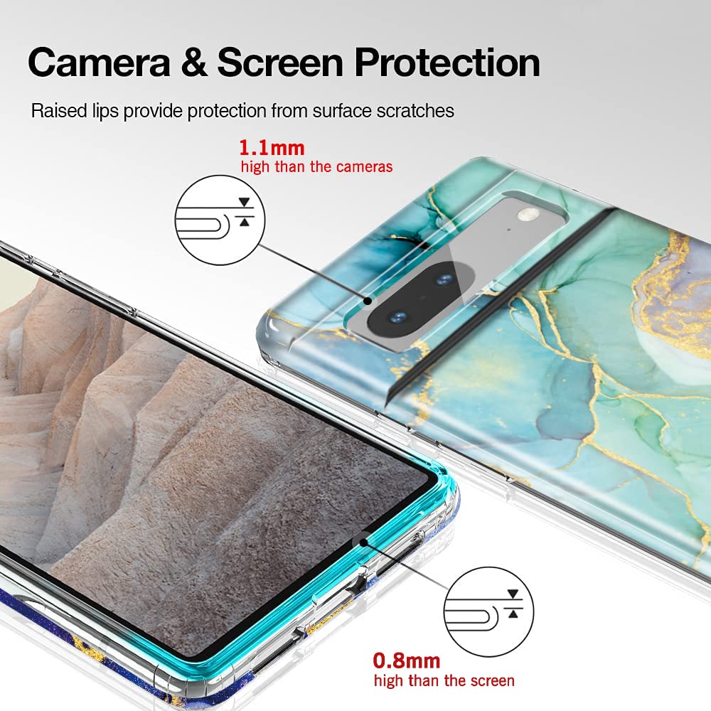 luolnh Pixel 7 Case,Google Pixel 7 Marble Glitter Brilliant Cute Design Soft Silicone Rubber TPU Bumper Cover Phone Case for Google Pixel 7 6.3 Inch(2022) -Abstract Mint
