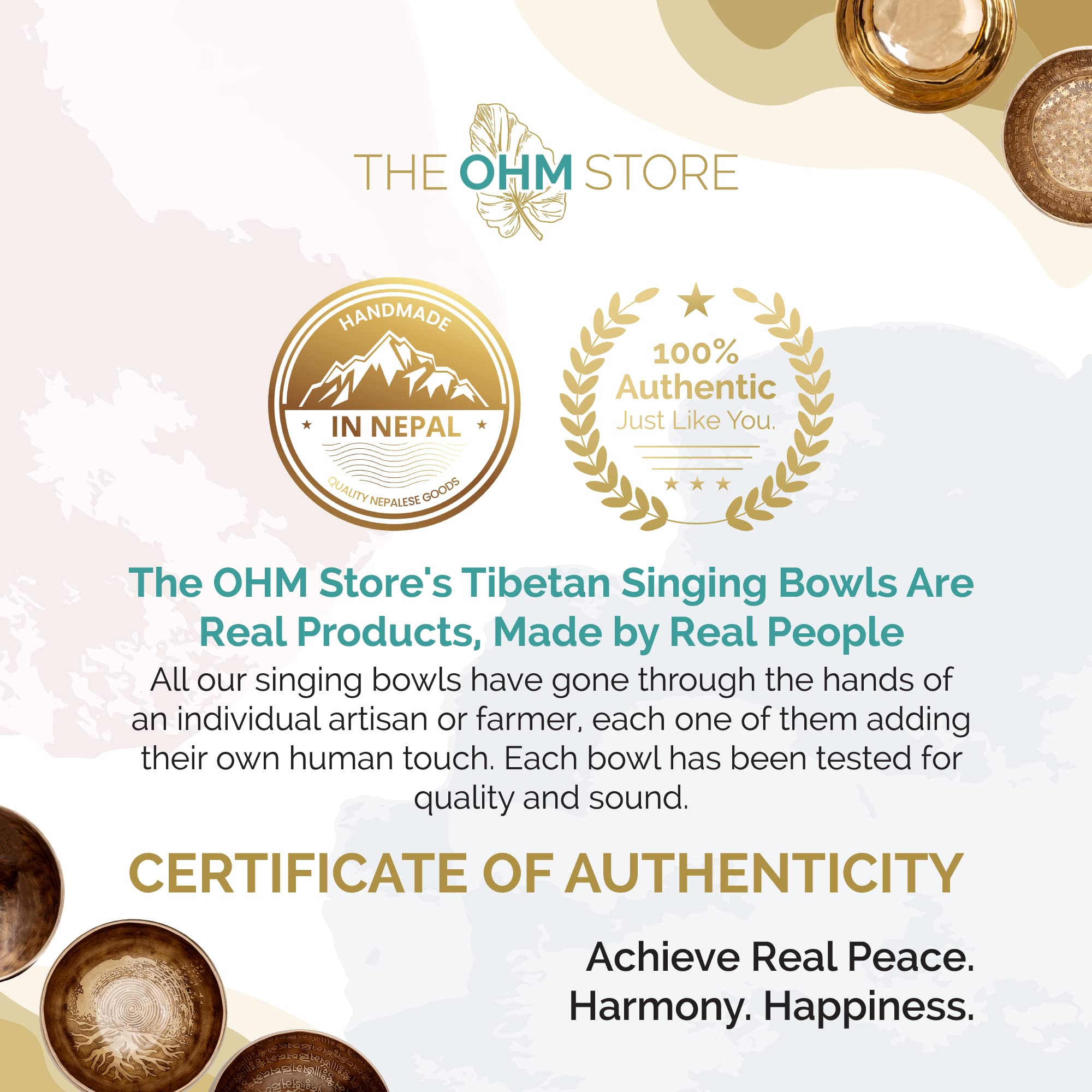 Large Tibetan Singing Bowl Set by Ohm Store β Deep Tone, Pure Bronze Meditation Sound Bath Instrument Handcrafted in Nepal β Tiger Sound Bowl 6 Inch