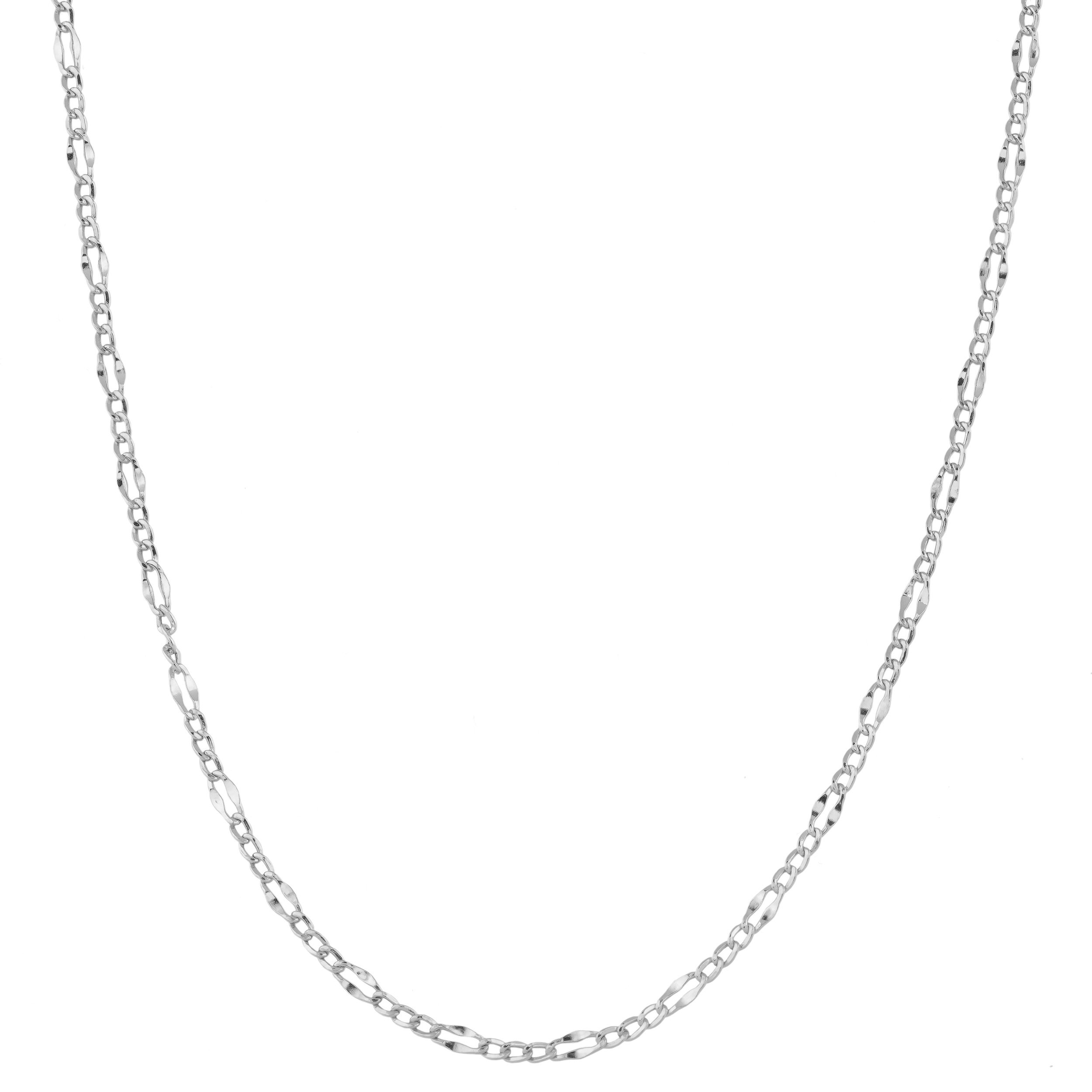 Kooljewelry 14k White Gold 2.3 mm Hollow Figaro Link Chain Necklace (22 inch)