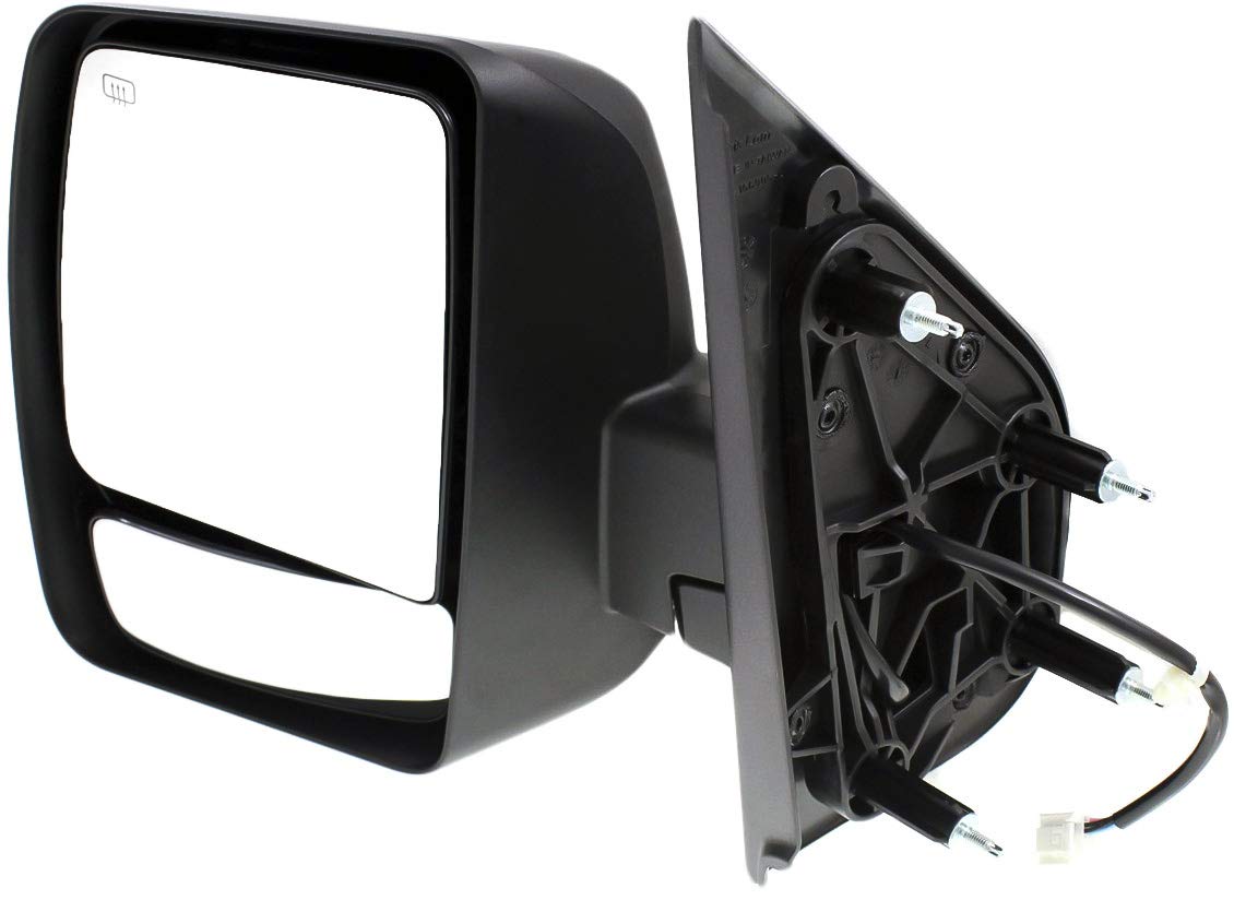 Kool Vue Driver Side Power Heated Mirror for Nissan NV2500 NV3500 NV1500 2012-2021 Manual Fold With Spotter Glass; Without Signal Light Chrome