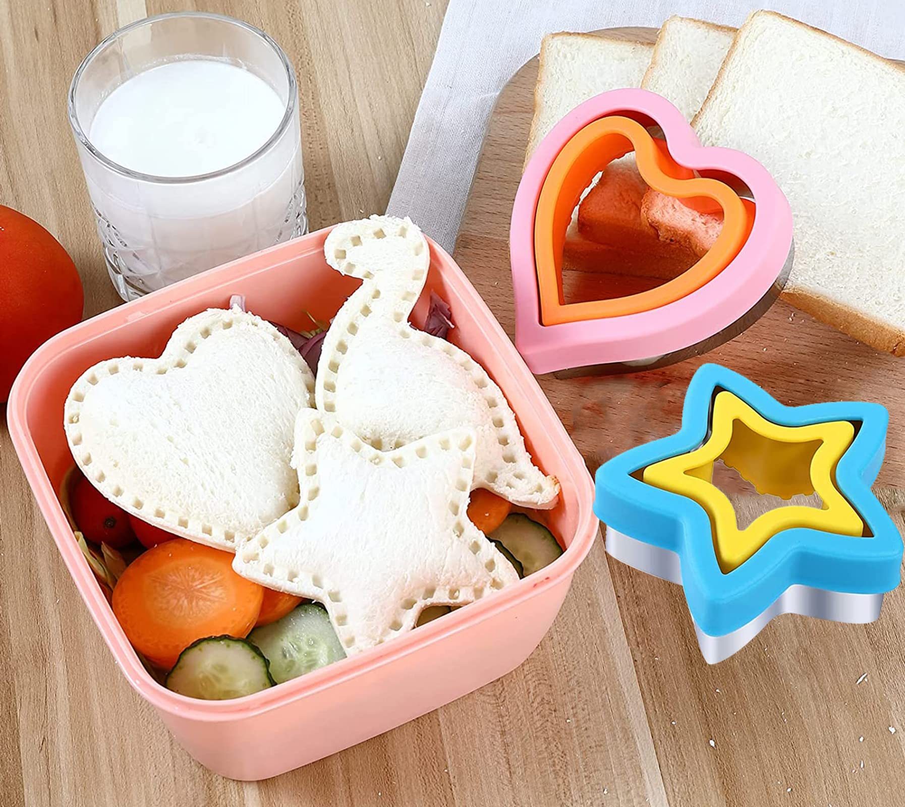 Sandwich Cutter and Sealer, 22 Pcs Uncrustable Sandwich Maker for Kids, Decruster Sandwich Maker, Bread Cookie Cutters for Kids Lunch Box (Multi)