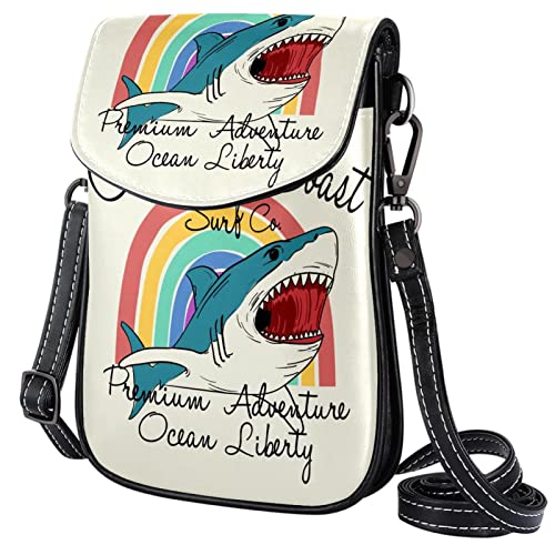 Small Crossbody Bag Rainbow Shark Cell Phone Purse Wallet