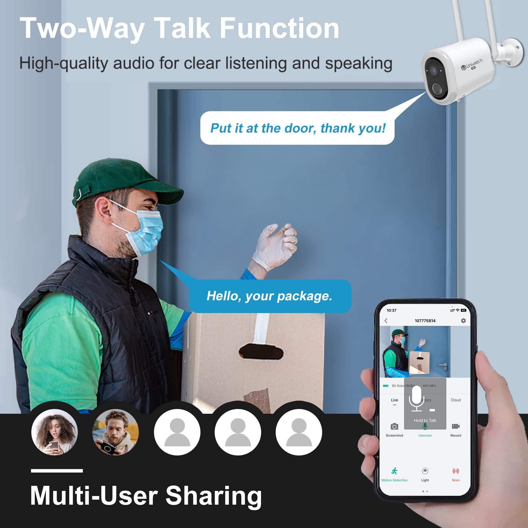 uniwatch 3MP Solar Security Cameras Wireless Outdoor for Home Security, Two Spotlights, 2K Color Night Vision Battery Powered Camera with 2.4GHz WiFi, PIR, Two-Way Talk, IP66, Cloud/SD