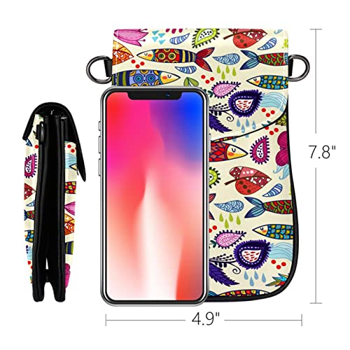 Small Crossbody Bag Color Fish Cell Phone Purse Wallet