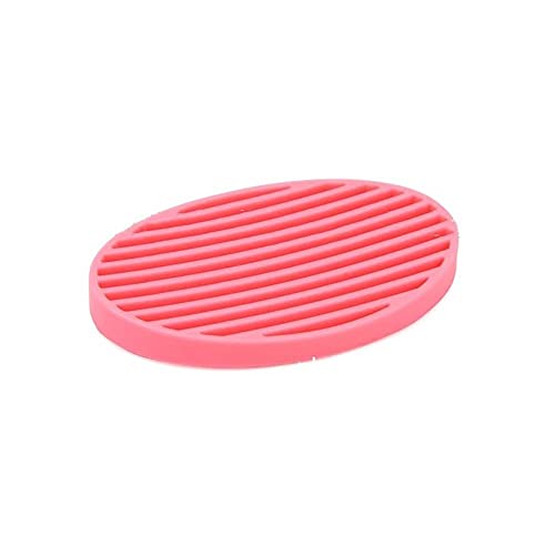 PLMM soap Box, 1Pcs Silicone Flexible Soap Dishes Holder Bathroom Soap Box Plate Tray Shower Sponge Shelf Drain Non Slip Storage Basket (Color : Pink)