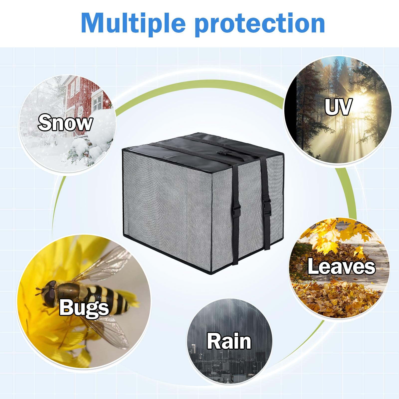 Window Air Conditioner Cover for Outside 25.5"Wx20.5"Dx18"H, Waterproof Outside Window Ac Cover, Ventilated Mesh Window Ac Unit Cover to Protect Against Cotttonwood Fluff, Leaves, Debris, Pine Needles