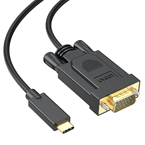 UVOOI USB C to VGA Cable 3 Feet, USB Type C to VGA Adapter 3.3FT Cable Compatible with Thunderbolt 3, MacBook Pro/Air, iPad Pro, Dell XPS 13/15/17, Surface Book 3/Pro 7, Samsung Galaxy S22/S20/S10