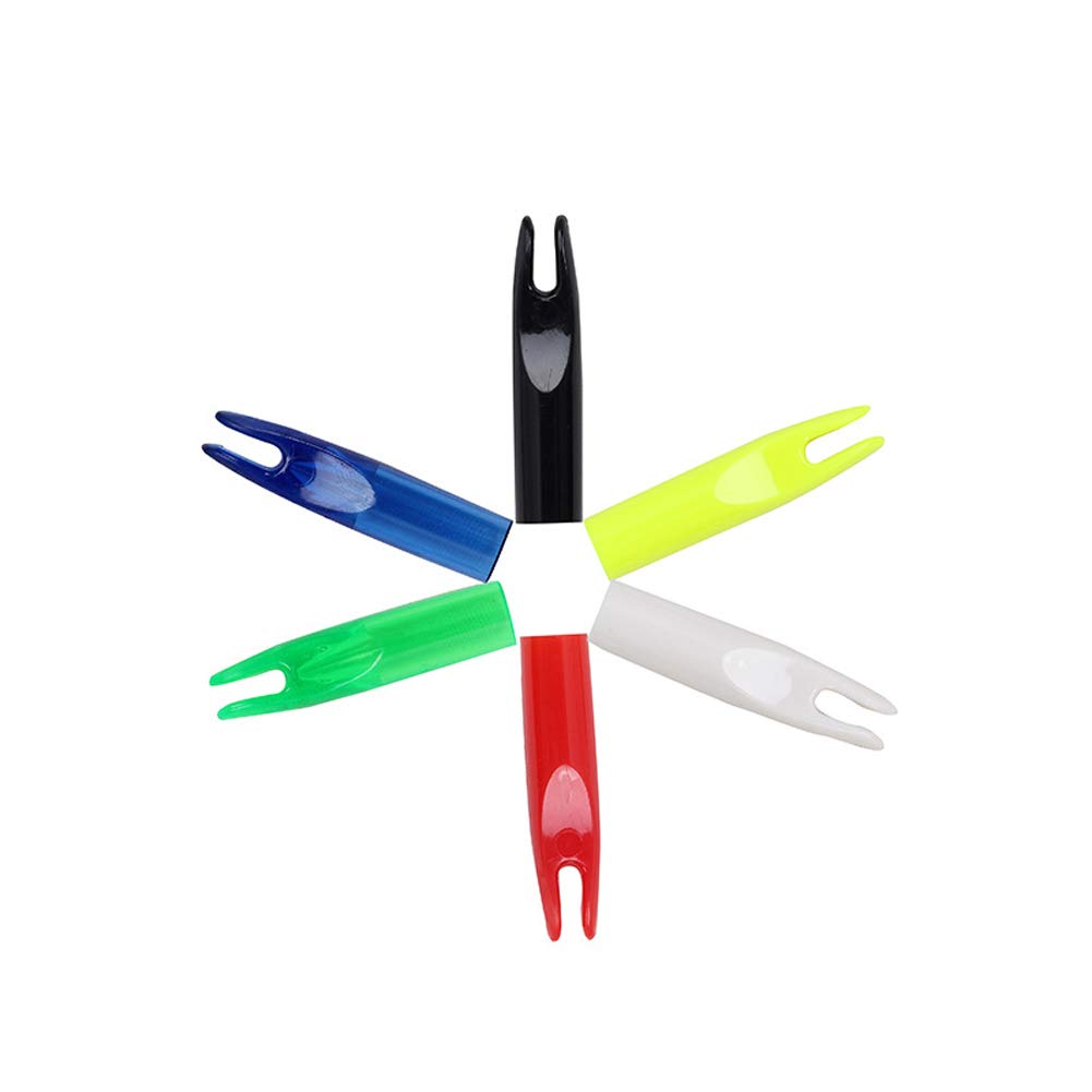 lasenersm 20 Pieces Archery Arrows Nocks Hunting Archery Arrows Nocks Bow Arrow Tail Accessories 6.2 mm/0.24 Inch Inside Diameter Plastic Insert Tail for Compound Recurve Bow, Multicolor