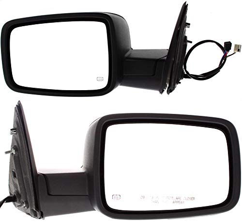 Kool Vue Left & Right Power Heated Door Mirrors Compatible With Dodge Ram 1500 2009 With Signal Light & Puddle Lamp; Without Memory Textured Pair