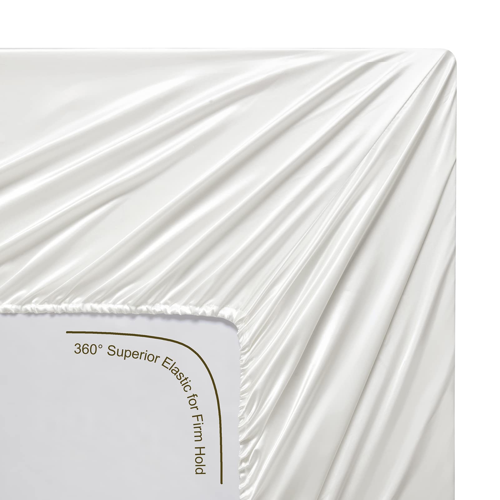 Lanest Housing Silk Satin Sheets, 4-Piece Queen Size Satin Bed Sheet Set with Deep Pockets, Cooling Soft and Hypoallergenic Satin Sheets Queen - Ivory