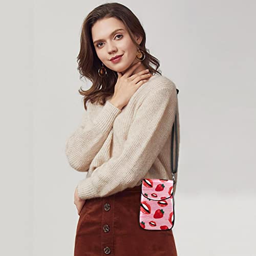 Small Crossbody Bag Lip Strawberry Cell Phone Purse Wallet