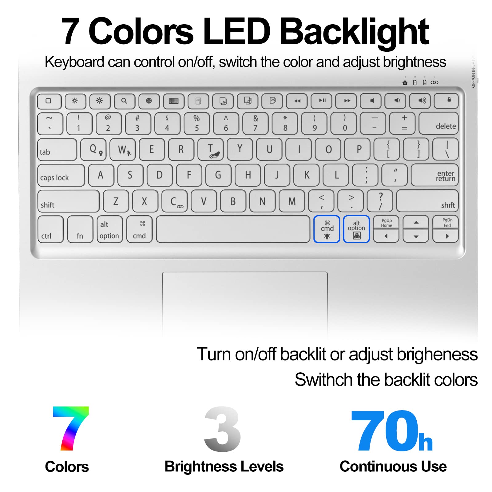 Upgraded | Touch Keyboard for iPad Pro 12.9 inch - 2017 (2nd Generation), 2015 (1st Gen) - iPad Pro 2nd Gen Case with Keyboard, Aluminum Alloy Hard Shell, 7 Colors Backlit, Auto Wake/Sleep, Silver