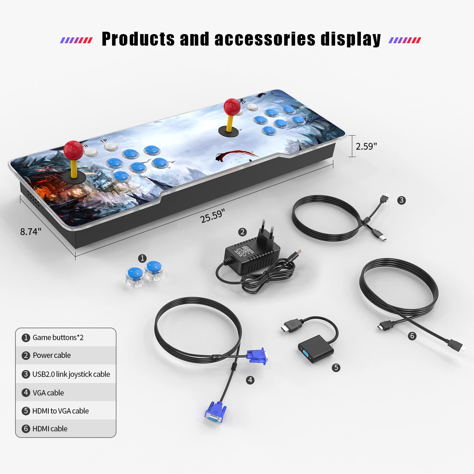 Pandora Box 3D Games Arcade Game Video Console - 3300 Games Installed.Search/Save/Hide/Pause Games, 1920x1080 Full HD, Favorite List, Support 3D Games(Console Panel LOGO Pattern is Shipped Randomly)