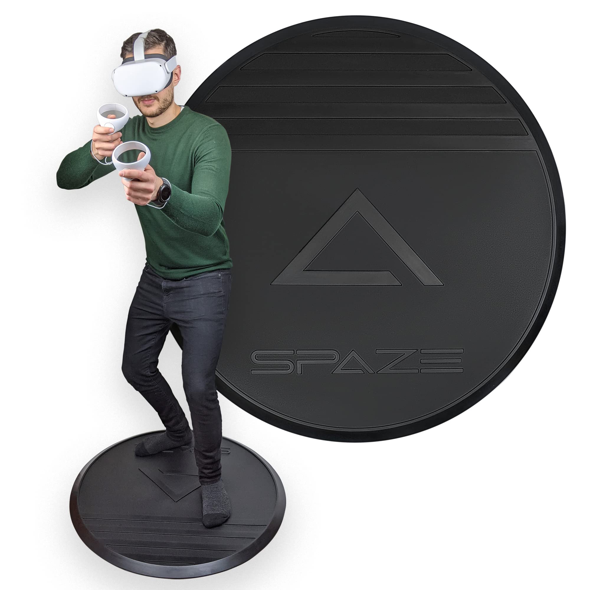 SPAZE VR Mat | 35" Virtual Reality Gaming Mat | Non-Slip All Surface Thick Anti-Fatigue Foam | Position Orienting Lines and Grip Texture | Compatible with PlayStation VR, Oculus/Meta Quest, and More