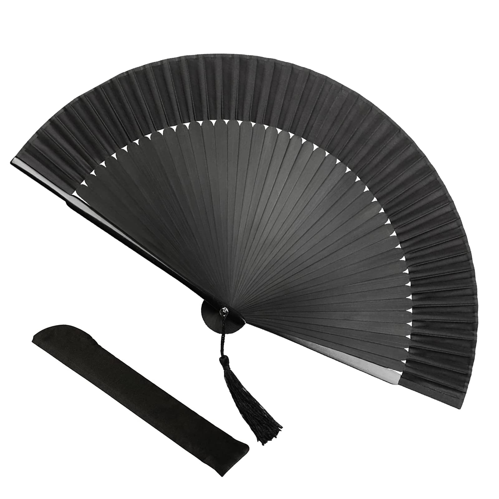 Prebafo Foldable Fan Handheld Fabric Bamboo Fan Chinese Vintage Style Hand Held Folding Fans for Party Wedding Dancing Decoration
