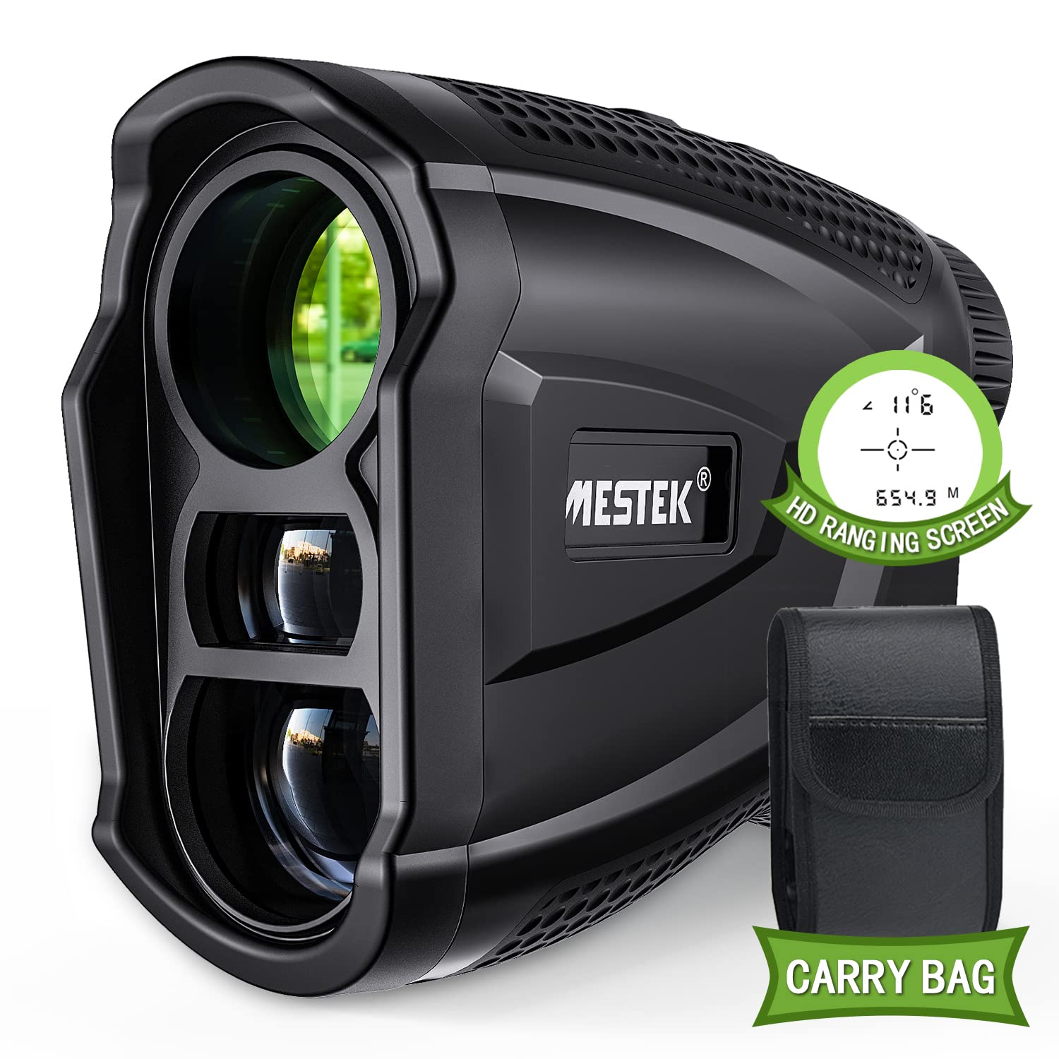 MESTEK Golf/Hunting Rangefinder 660 Yards Slope Laser Range Finder with 6X Magnification, Flag Pole Locking Vibration Rangefinder, Distance Speed Angle Measuring, Accurate & Clear Reading for Golfers