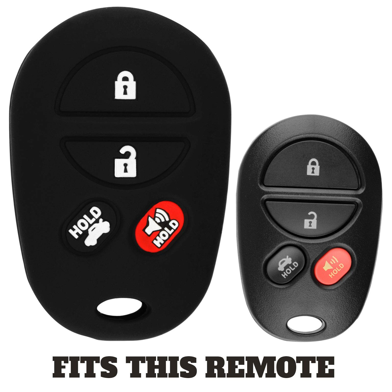 KeyGuardz Keyless Remote Car Key Fob Shell Cover Soft Rubber Case for Toyota Avalon Solara Highlander Sienna GQ43VT20T (Pack of 2)