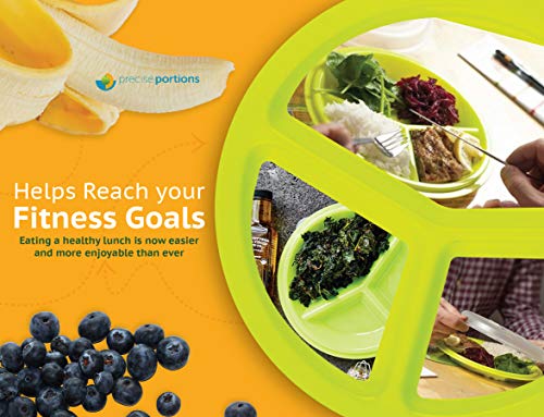 Precise Portions Portion Control Plate - Pack of four (4) 9 INCH 3-Section BPA-Free Nutrition Guidance Plates - with 4 Snap-Tight Vented Lids- for Weight Loss Store