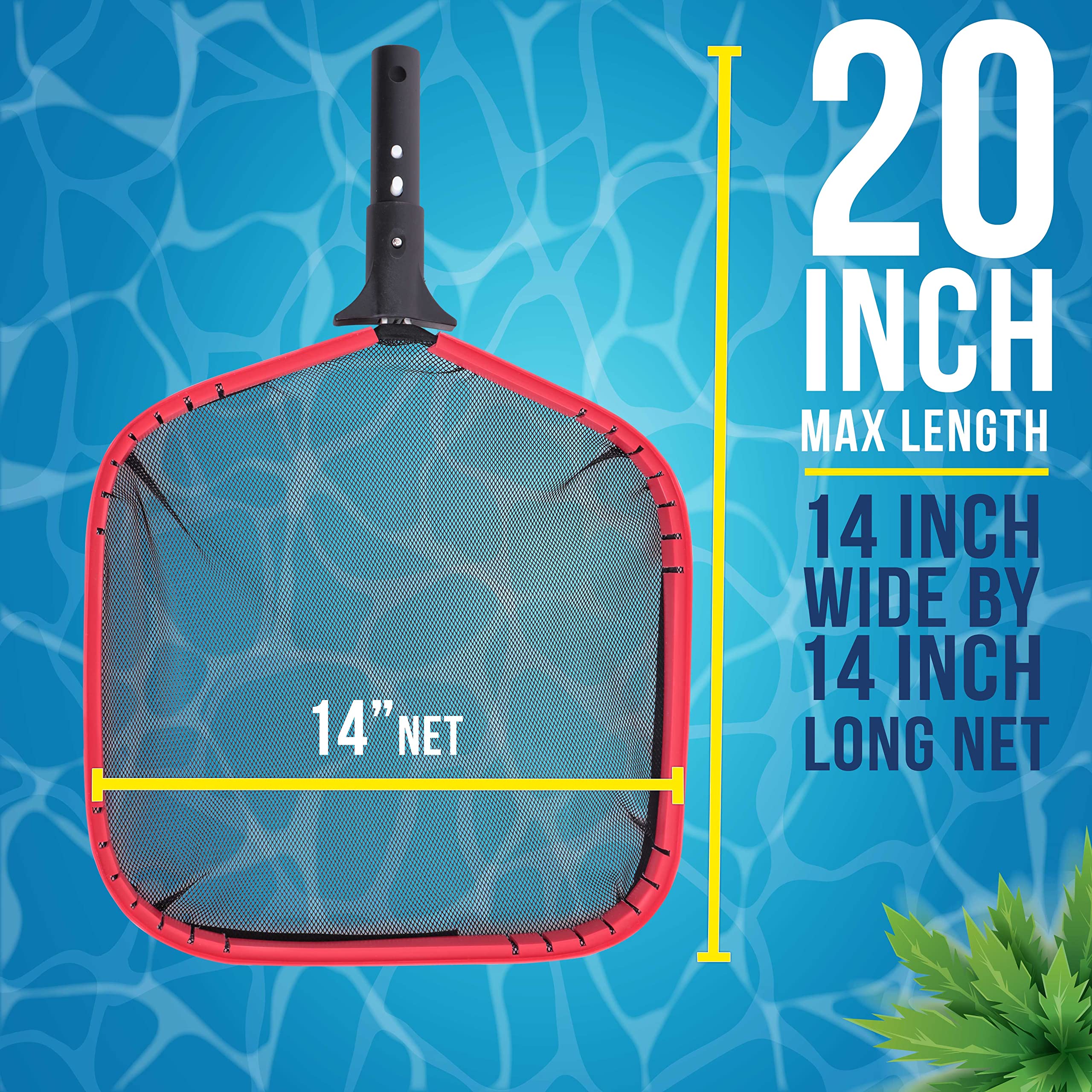 U.S. Pool Supply Professional 14" Swimming Pool Leaf Skimmer Net, Heavy Duty - Strong Reinforced Aluminum Frame for Faster Cleaning & Easier Debris Pickup and Removal