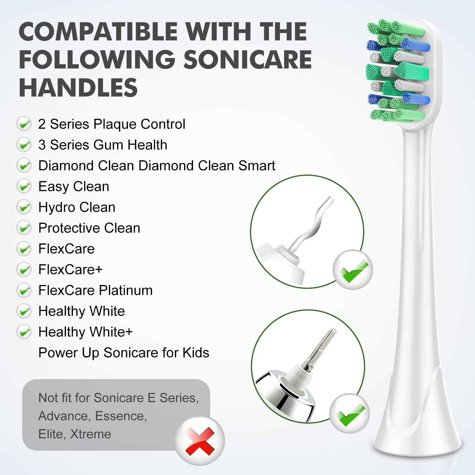 Toothbrush Replacement Heads Compatible with Philips Sonicare, 8 Pack, Electric Brush Head