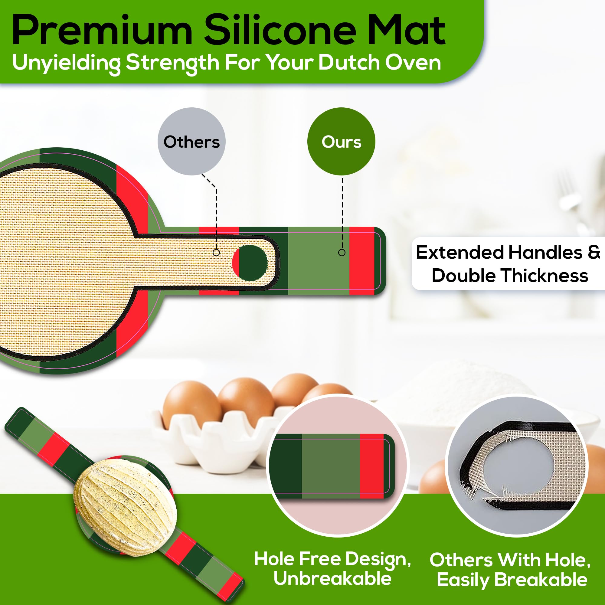 Silicone Bread Sling Dutch Oven Liner - Extra Thick Non-Stick Reusable Silicone Sourdough Bread Baking Mat with Long Handles, Sourdough Bread Baking Supplies for Easy Dough Transfer (Salmon Pink)