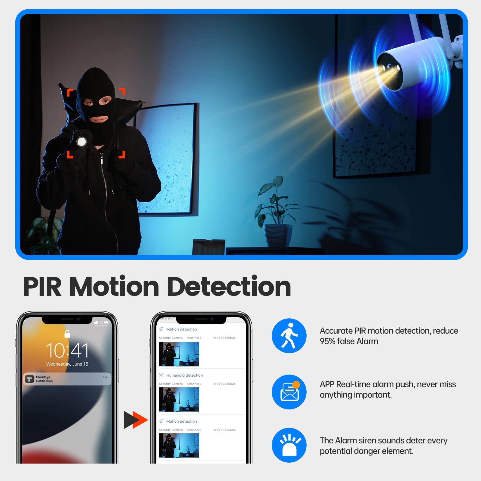 Wire Free Solar Powered Security Camera System Outdoor, Solar Security Camera, Include 2K Battery Camera & Base Station, 2K Color Night Vision, PIR Human Detection, SD/Cloud