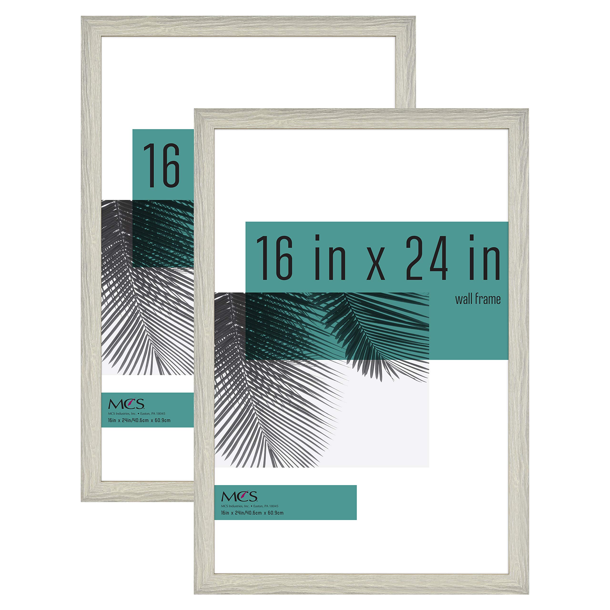 MCS Studio Gallery 16x24 Poster Frame Gray Woodgrain, Vertical & Horizontal Wall Hanging Large Picture Frame for Photos, Posters & Art Prints (2-Pack)