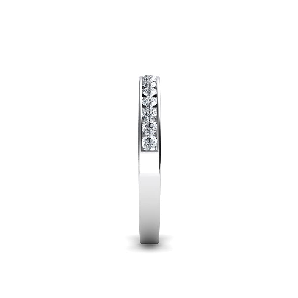 PREVELI 18k white gold plated 925 Sterling Silver 0.75ct Channel Set Moissanite Wedding Band Ring For Women
