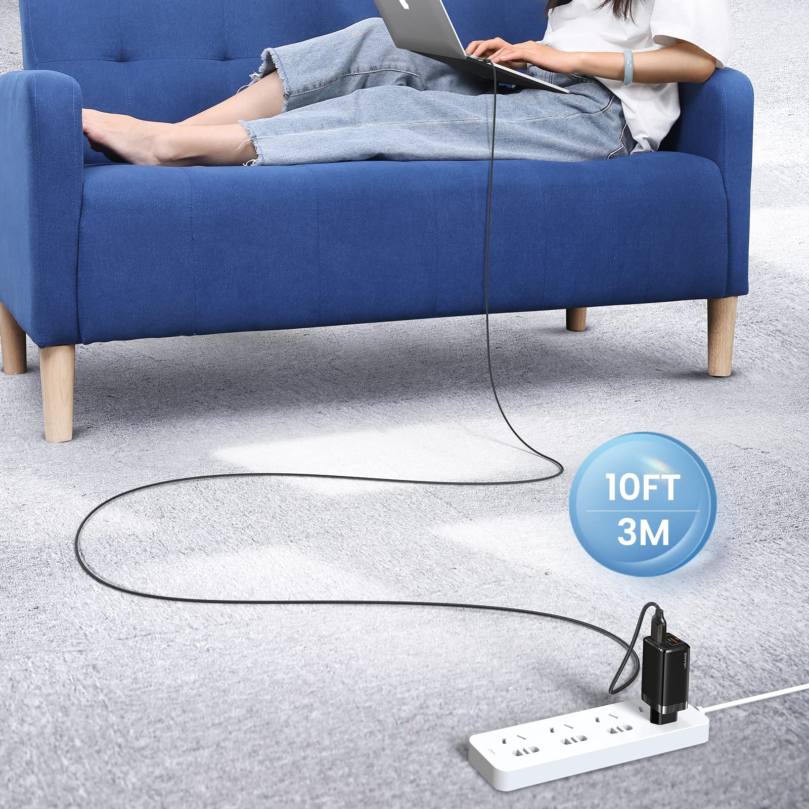 wiredge 100W USB C Cable+10FT LED Display Cable