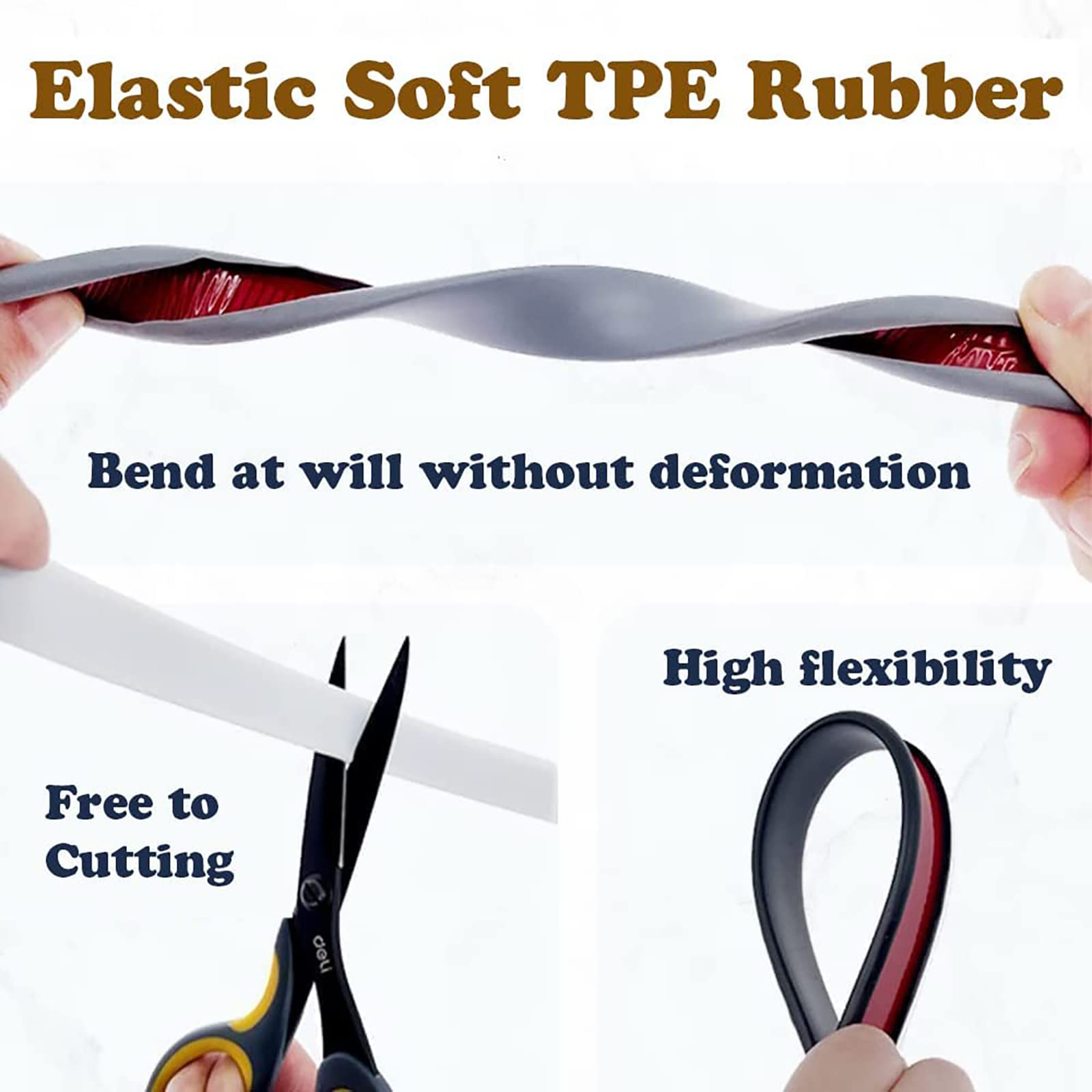 U-Shape Edge Banding,Self Adhesive Veneer Edging,TPE Flexible Edge Protector Countertop Edge Trim for Furniture Cabinet Repair Board Protection(Grey,4/5'')