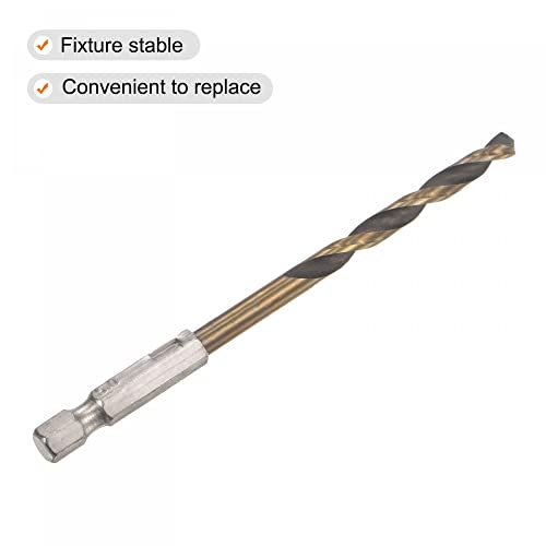 uxcell High Speed Steel Hex Shank Twist Drill Bit, 5mm Drilling Dia with 1/4 Inch Hex Shank 105mm Length