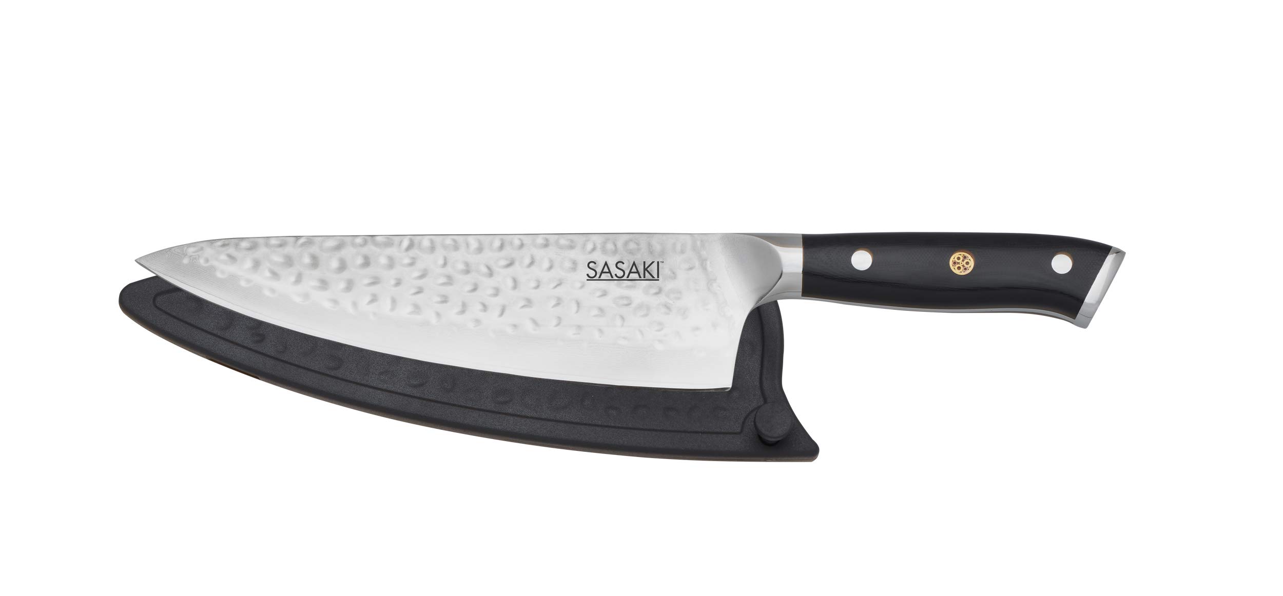 Sasaki Takumi Japanese AUS-10 Stainless Steel Chef Knife with Locking Sheath, 8-Inch, Black