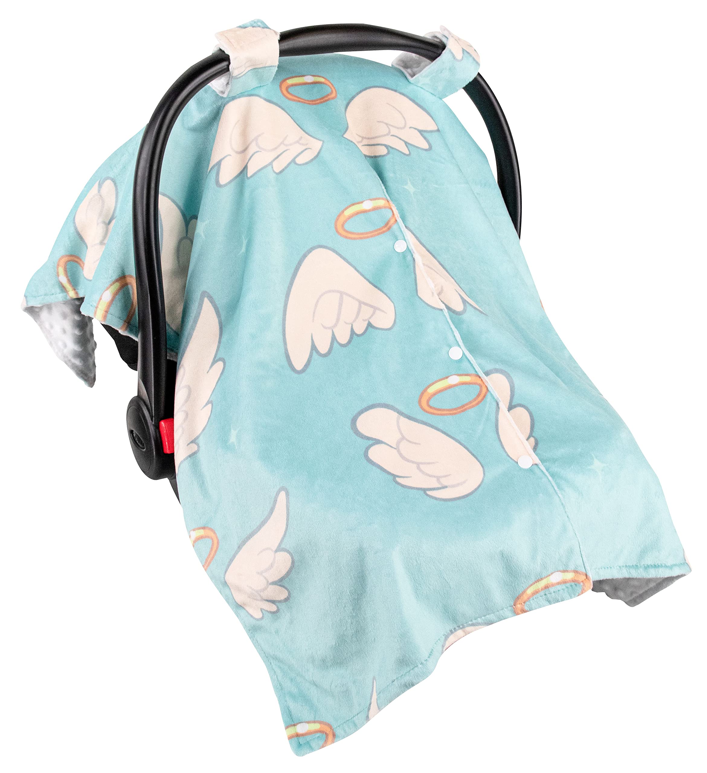 Top Tots Deluxe Minky Baby Car Seat Cover - Hearts and Rainbows, 40 x 29 Inch Pink