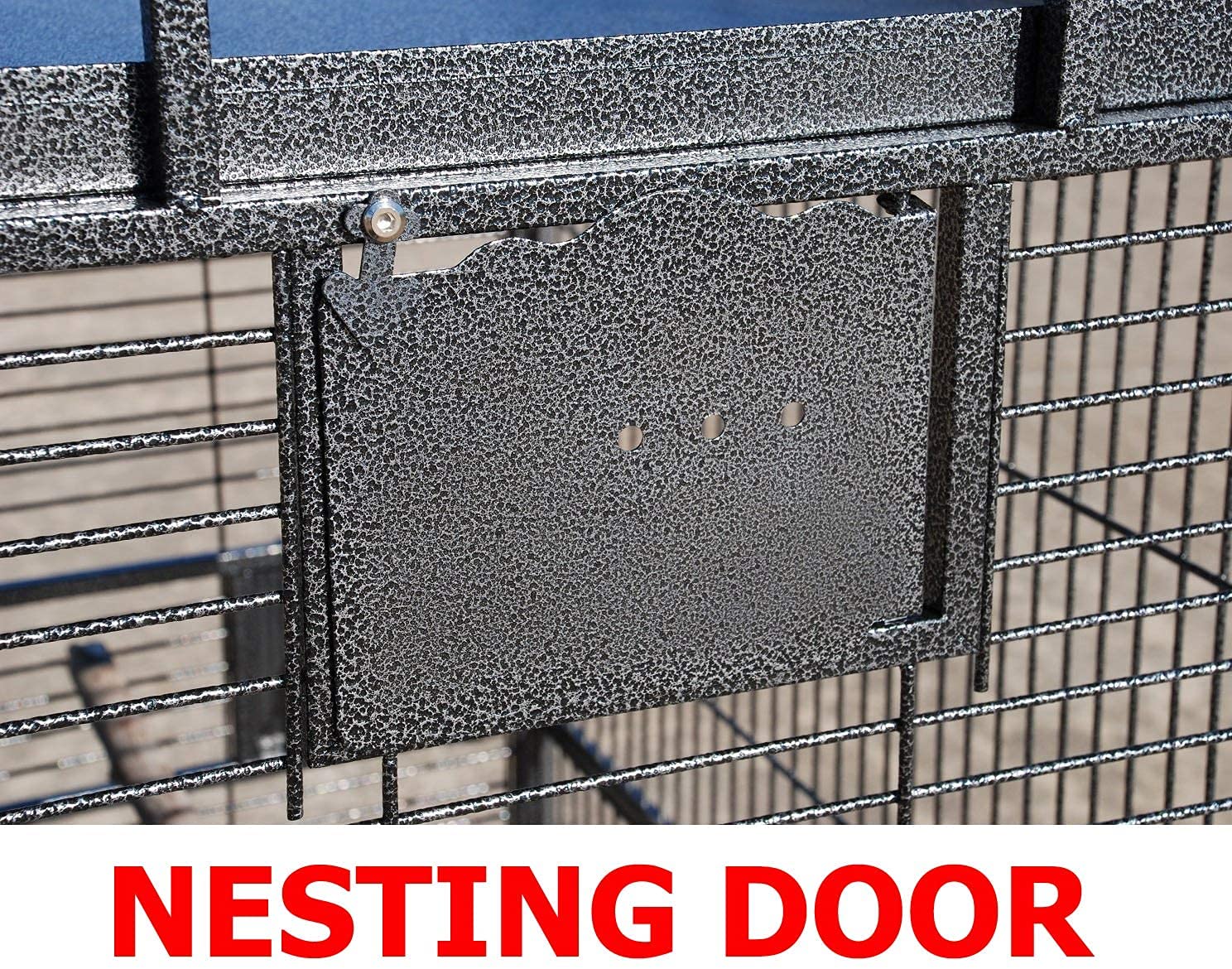 Large Elegance and Durable Wrought Iron Open Play Top Stand Bird Parrot Rolling Cage, Include Metal Seed Guard Solid Metal Feeder Nest Door (30.5 x 29.5 x 63 H, White Vein)