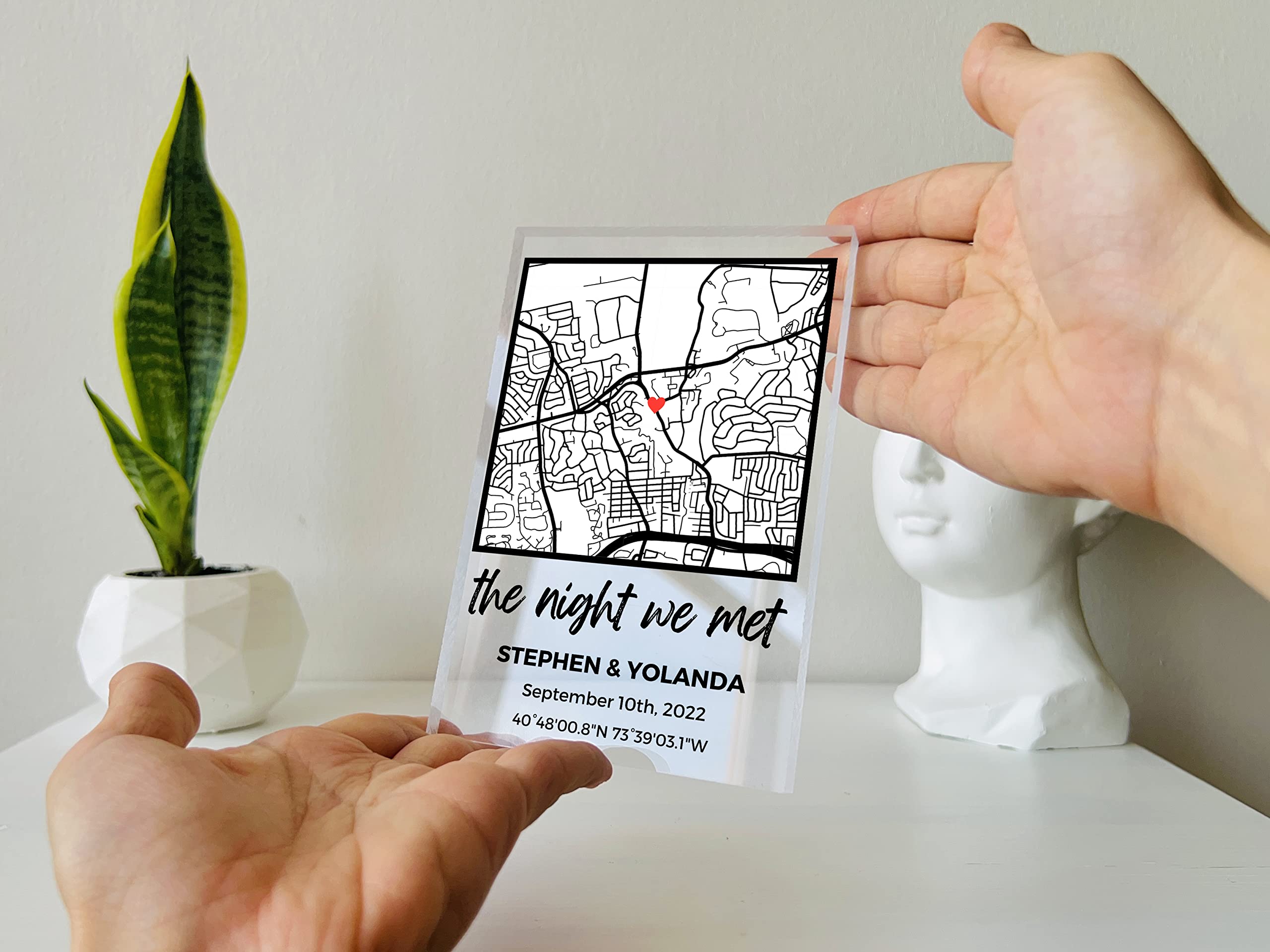 Our First Date Valentines Day Map Plaque - Couple Map, Gift for Her, Acrylic Plaque Couple Gift, Custom Locaiton, Valentines Day Gift, Couples Gift, Gifts for Wife and Husband
