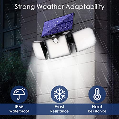 UCGG Solar Wall Lights Outdoor, Motion Sensor 230 LED 2400Lm Flood Lights 3 Adjustable Head 270° Wide Angle Lighting, IP65 Waterproof for Porch Yard Garage Pathway -2Pack, Black