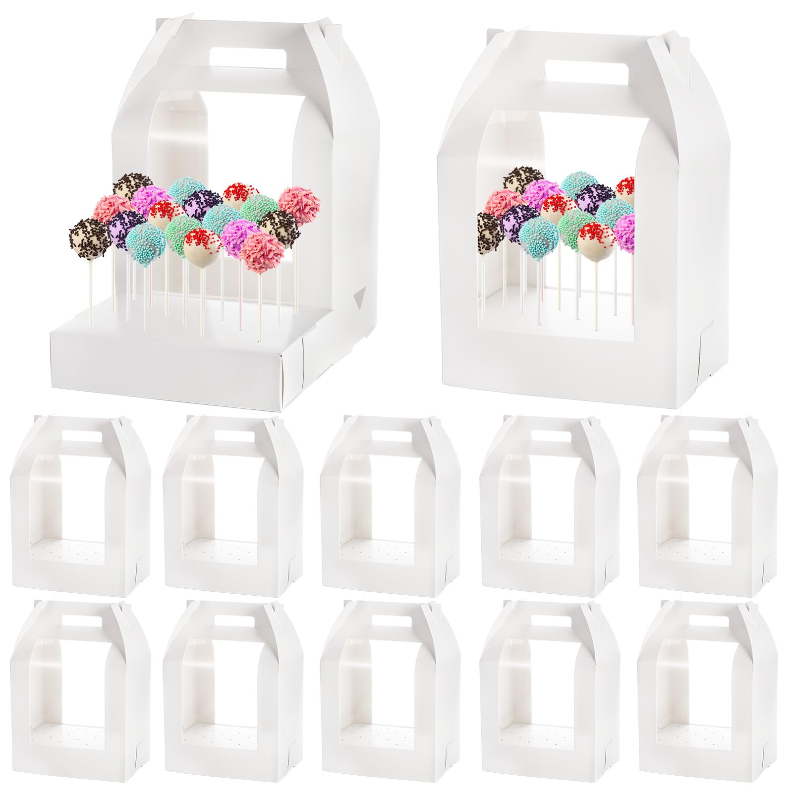 Nicunom 12 Pack Cake Pop Holder Boxes, 18 Holes Cake Pop Packaging Boxes Portable Lollipop Display Stand for Wedding Baby Shower Birthday Party Halloween