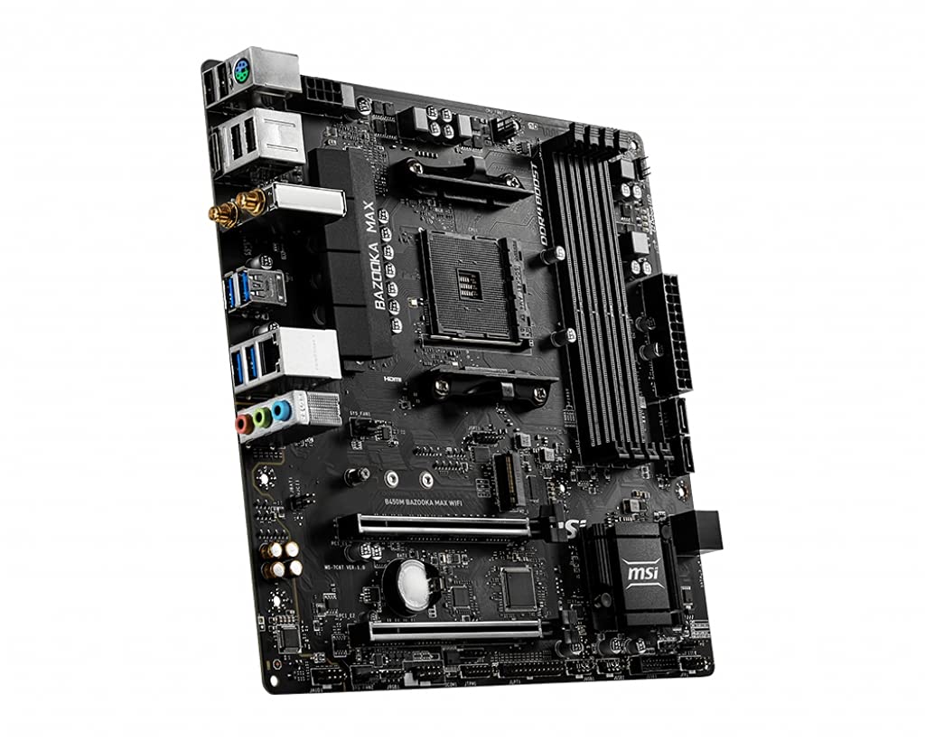 MSI Arsenal Gaming AMD Ryzen 1st, 2nd, and 3rd Gen AM4 M.2 USB 3.2 DDR4 HDMI WiFi Micro-ATX Motherboard (B450M Bazooka MAX WiFi)
