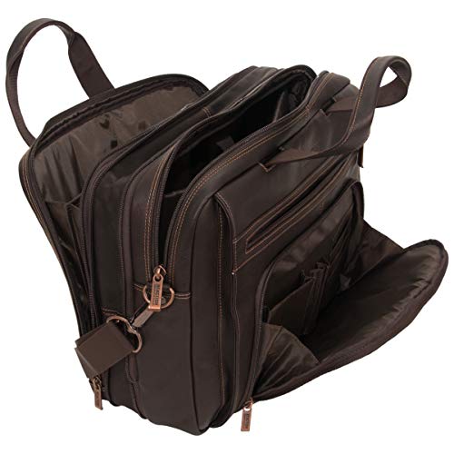 Kenneth Cole Reaction Full-Grain Colombian Leather Briefcase Expandable RFID 15.6" Laptop Computer Business Portfolio Shoulder Bag, Brown