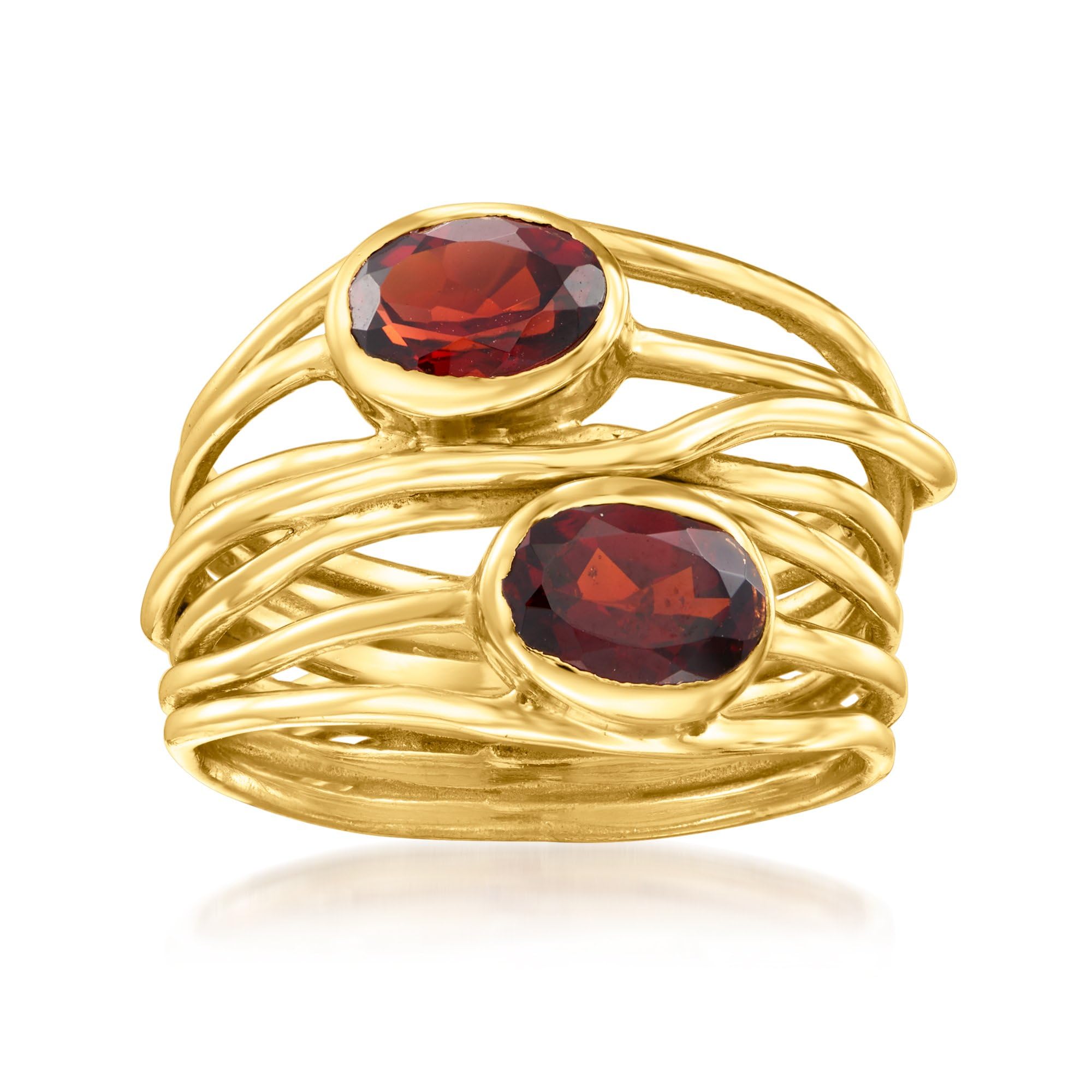 Ross-Simons 1.60 ct. t.w. Garnet Highway Ring in 18kt Gold Over Sterling. Size 8