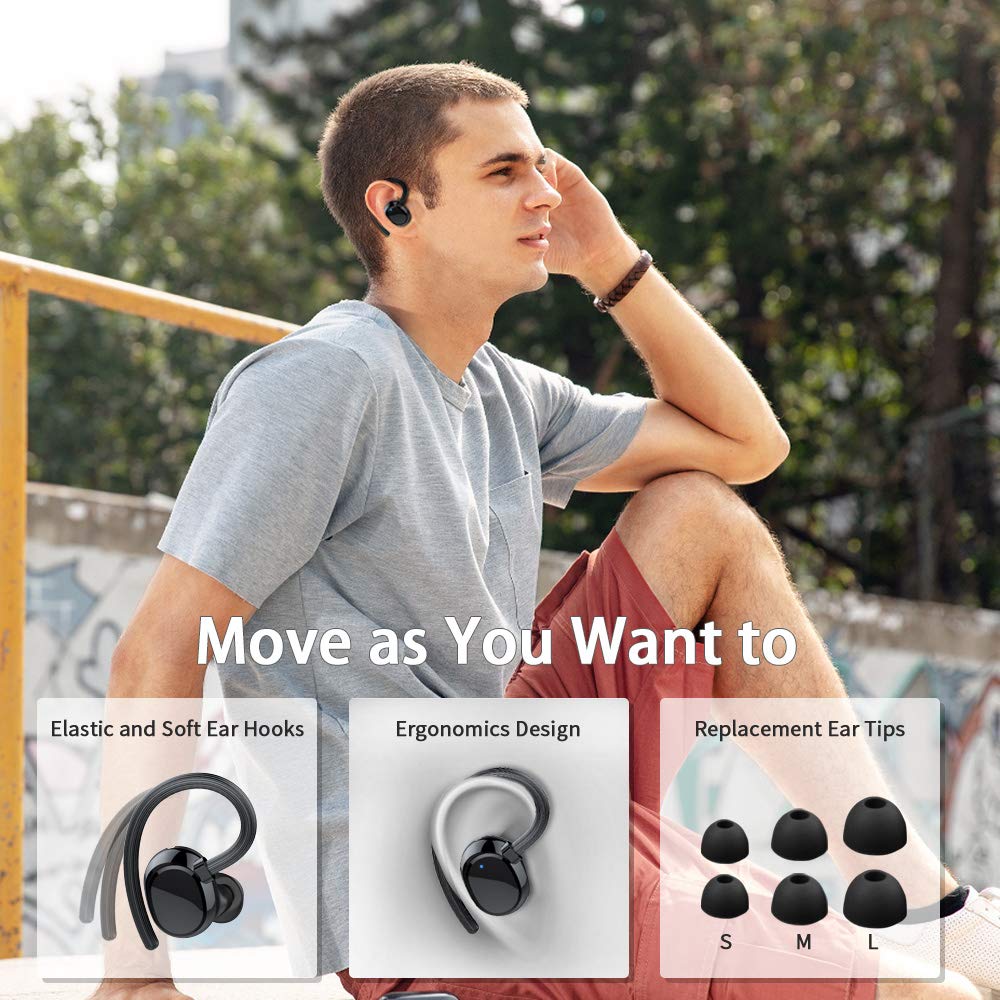 Wireless Earbud Sport in Ear Bluetoth Headphones with Earhooks,100H Playtime,Digital Power Display,Noise Cancelling Ear Buds with Mic,Over Ear Wireless Earphones,Waterproof Bluetoth 5.1 Earbud
