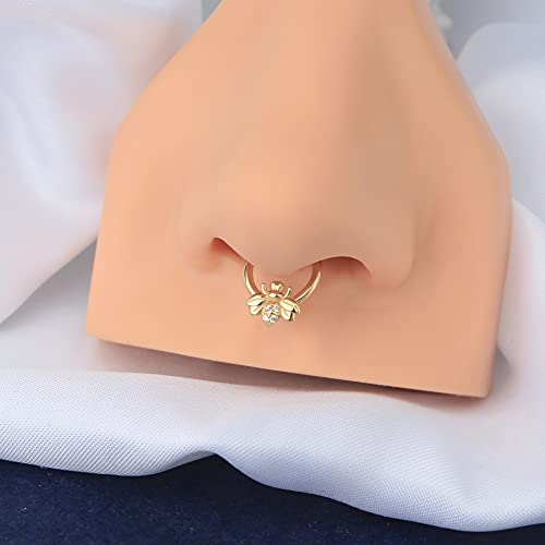 OUFER Gold Nose Rings Hoop Bee Septum Piercing Jewelry 14K Solid Gold Daith Earrings Hinged Segment Ring Helix Tragus Conch Cartilage Earrings