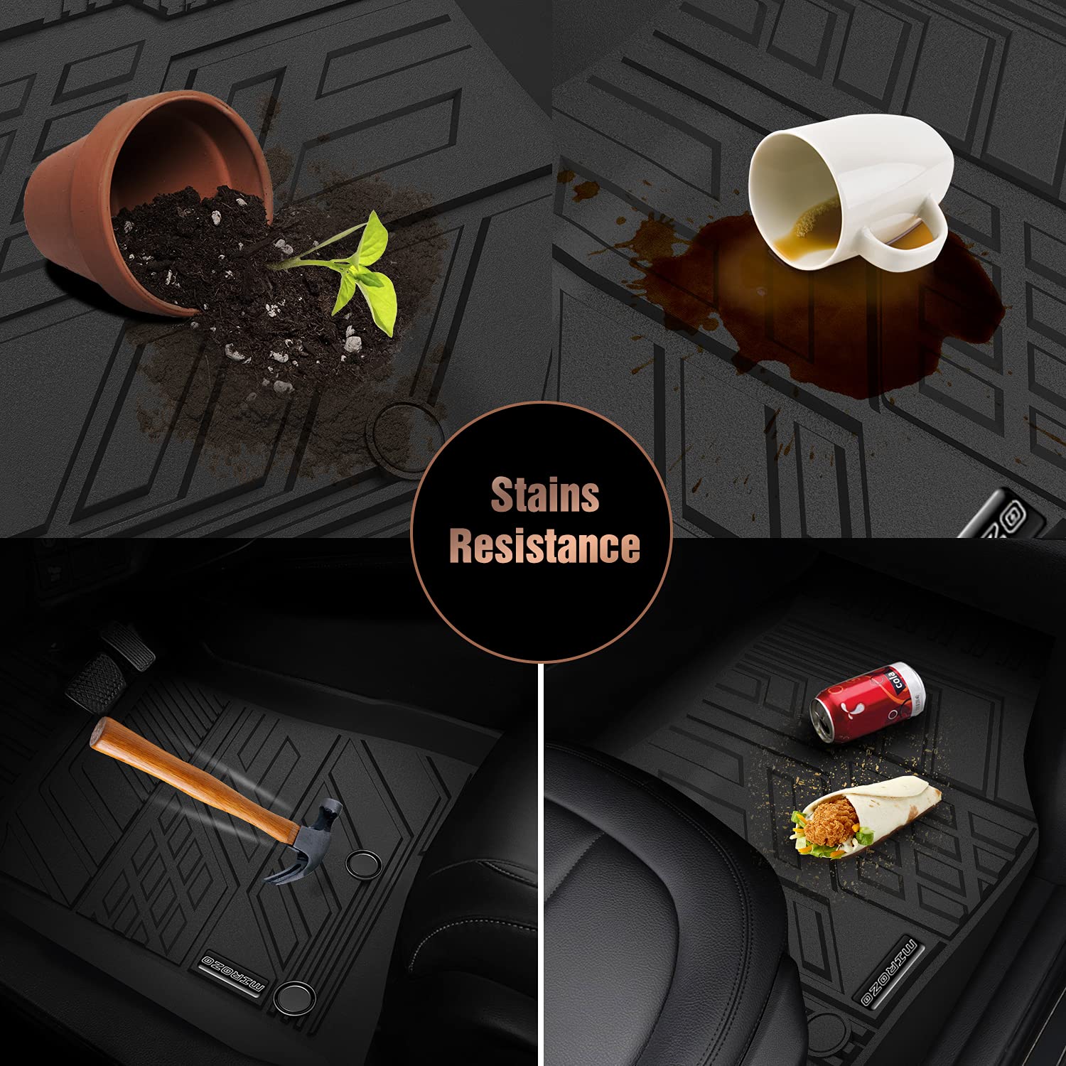 MIROZO Floor Mats Fit for 2015-2021 Ford Mustang Convertible/ Coupe,2022 Ford Mustang Mach-E,TPE Custom Car Floor Mats Front & 2nd Row Full Coverage Floor Liners