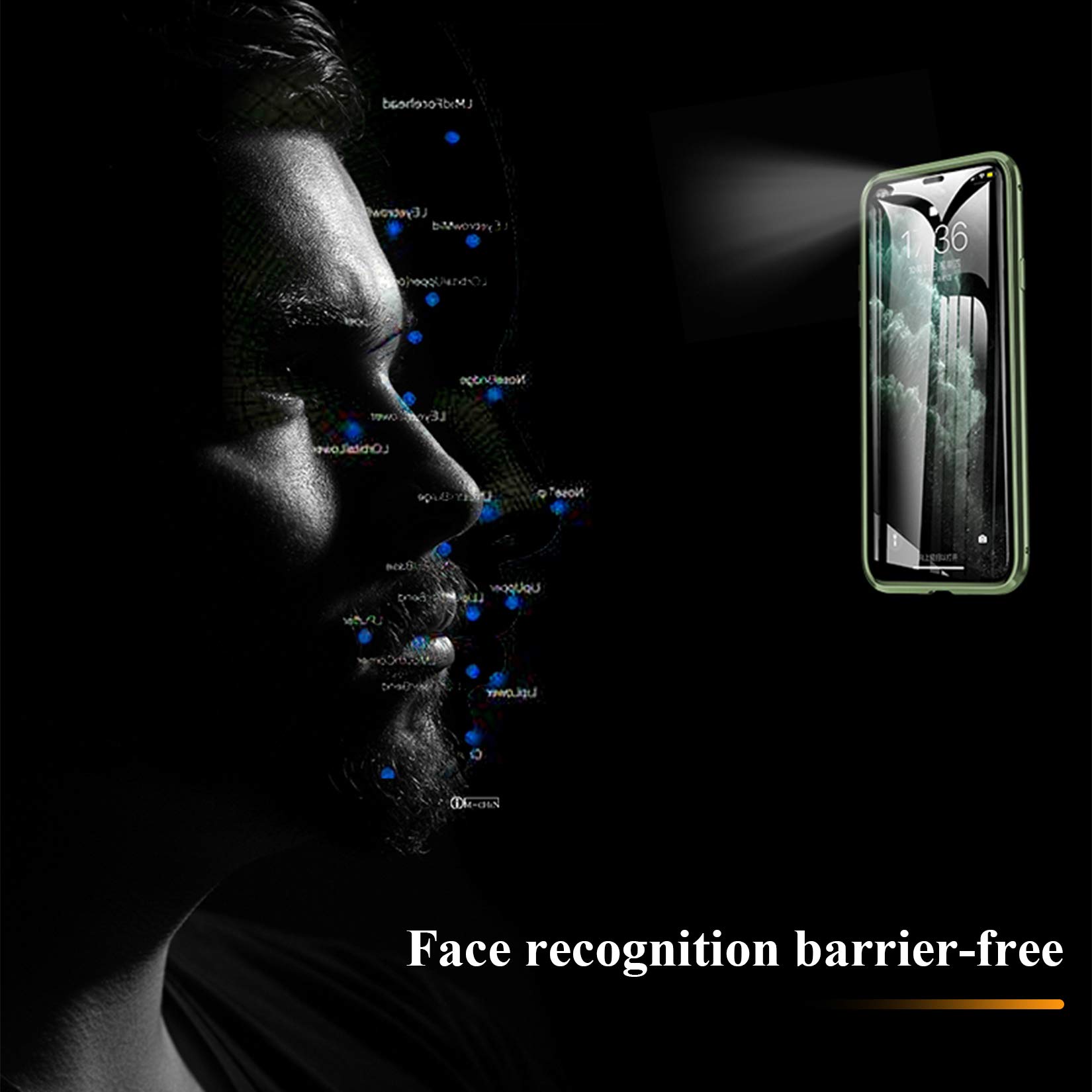 Privacy Magnetic Case Compatible with iPhone 12 Pro Max, [Safety Lock] Anti-peep Adsorption Case, Front & Back Tempered Glass Full Screen Coverage, Thin 360 Full Protective Phone Case for 12 Pro Max